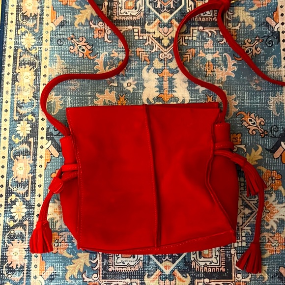 Miss Albright | Bags | Anthropologie Miss Albright Red Suede Crossbody ...